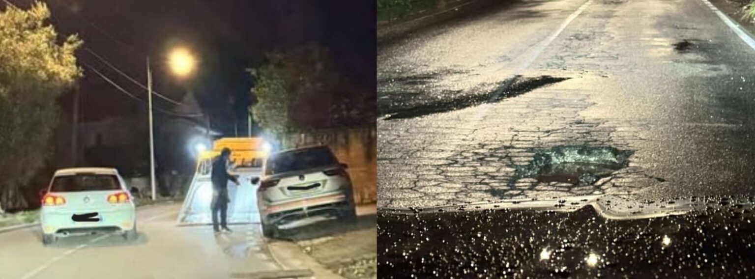 Buca in mezzo alla strada: automobilisti forano le gomme. Urge intervento